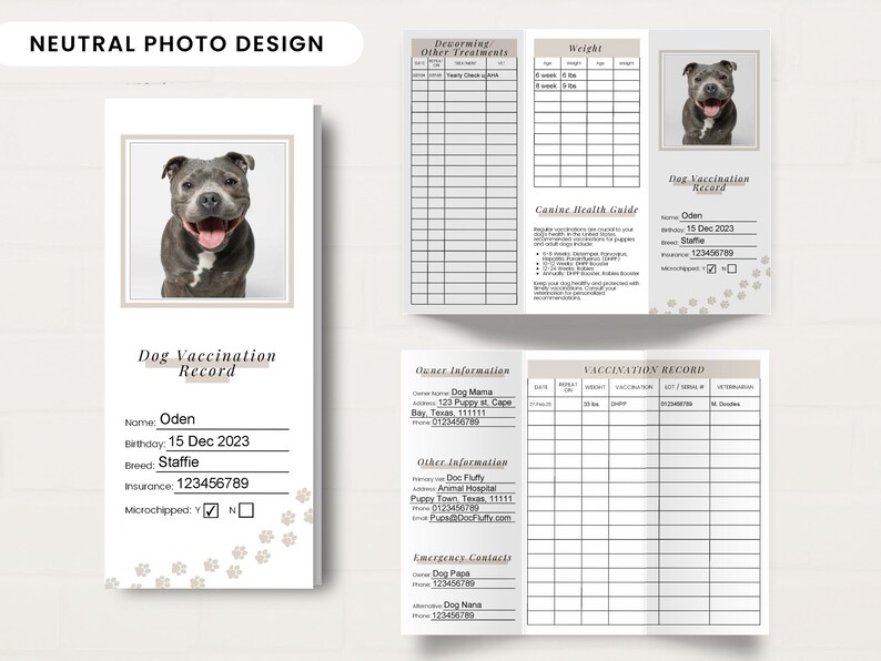 Fillable Dog Vaccination Record, Pet Vaccine Tracker (printable PDF) - Etsy