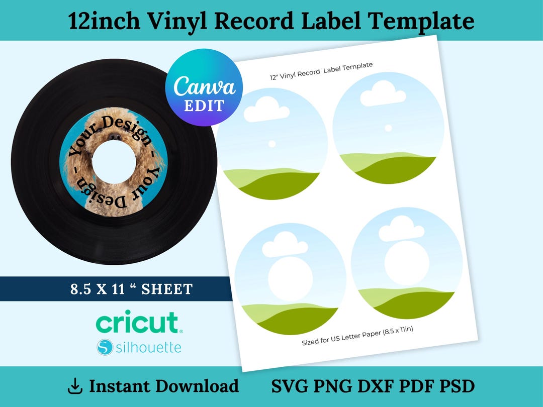 Vinyl Record Template, Label Template, Record Labelsticker Template ...