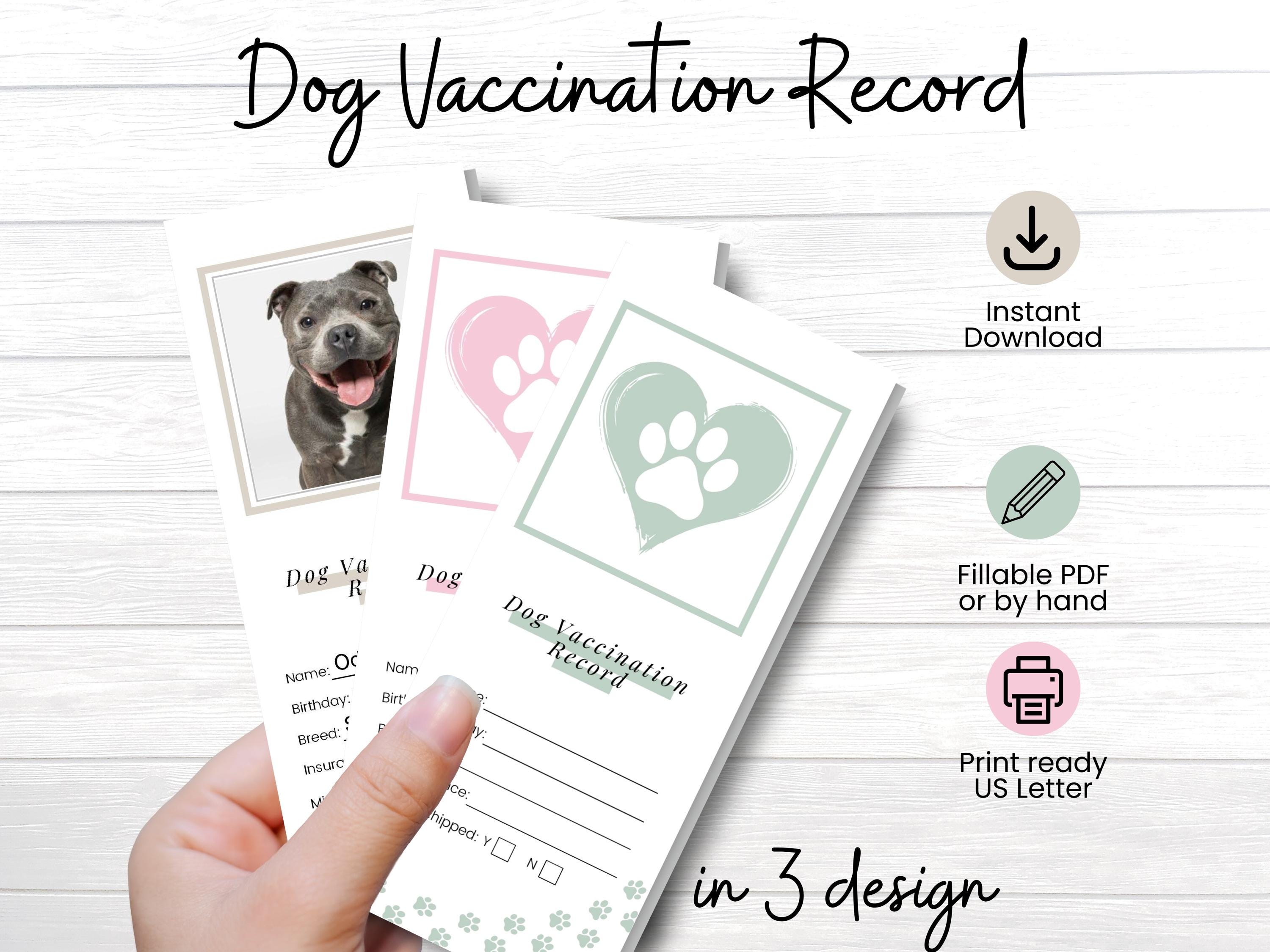 Dog Vaccination Record, Pet Vaccination Tracker, Puppy Vaccine Log ...