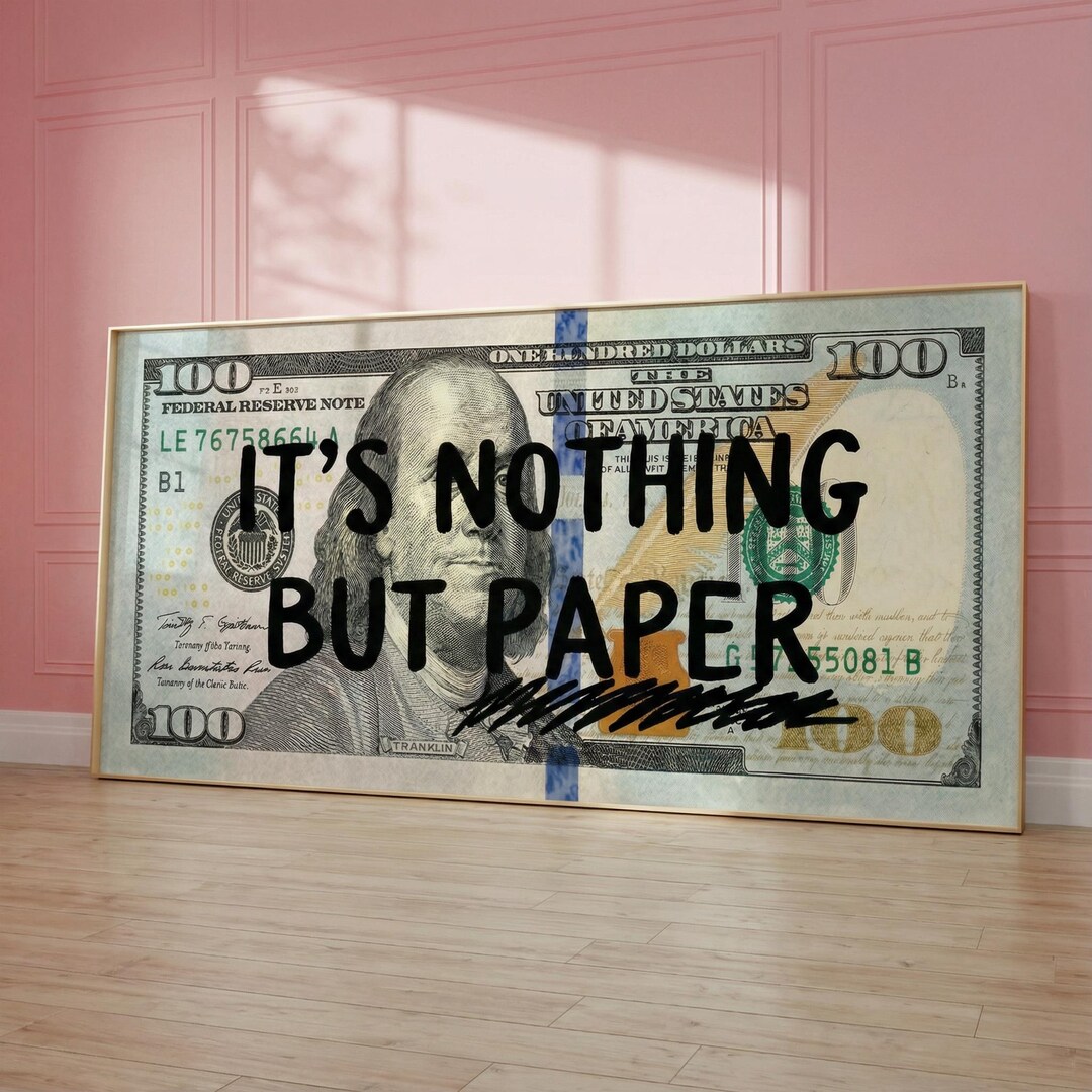 It’s Nothing but Paper Retro Cash Print, 100 Dollar Bill Art, Money ...