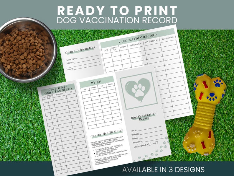 Dog Vaccination Record, Pet Vaccination Tracker, Puppy Vaccine Log ...
