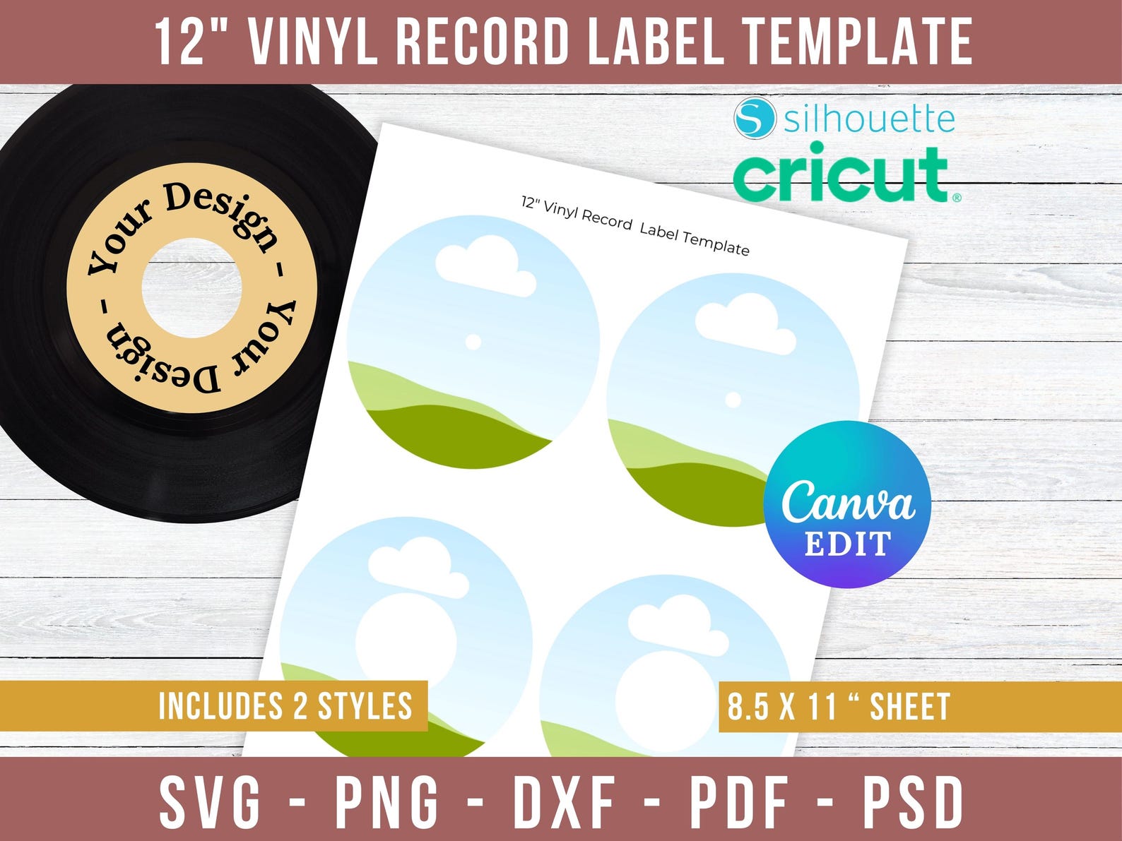 Vinyl Record Template, Label Template, Record Labelsticker Template ...