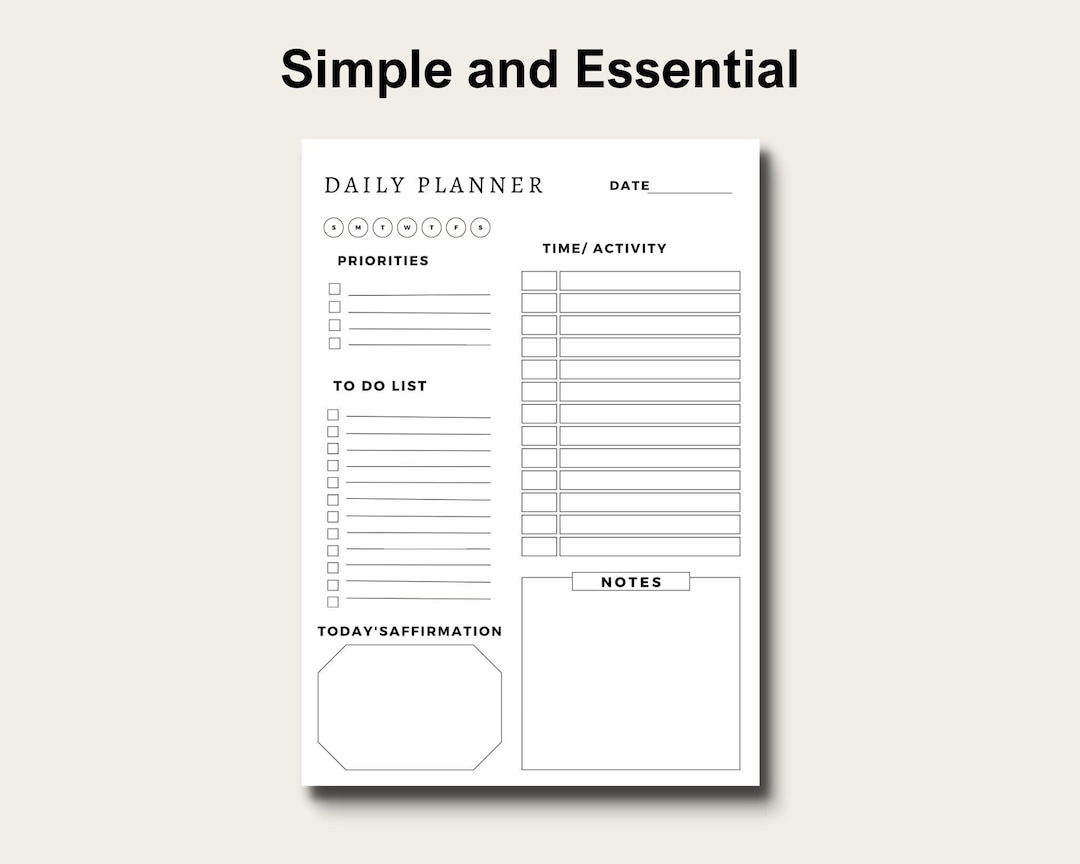 Minimalist Daily Planner Printable - Etsy