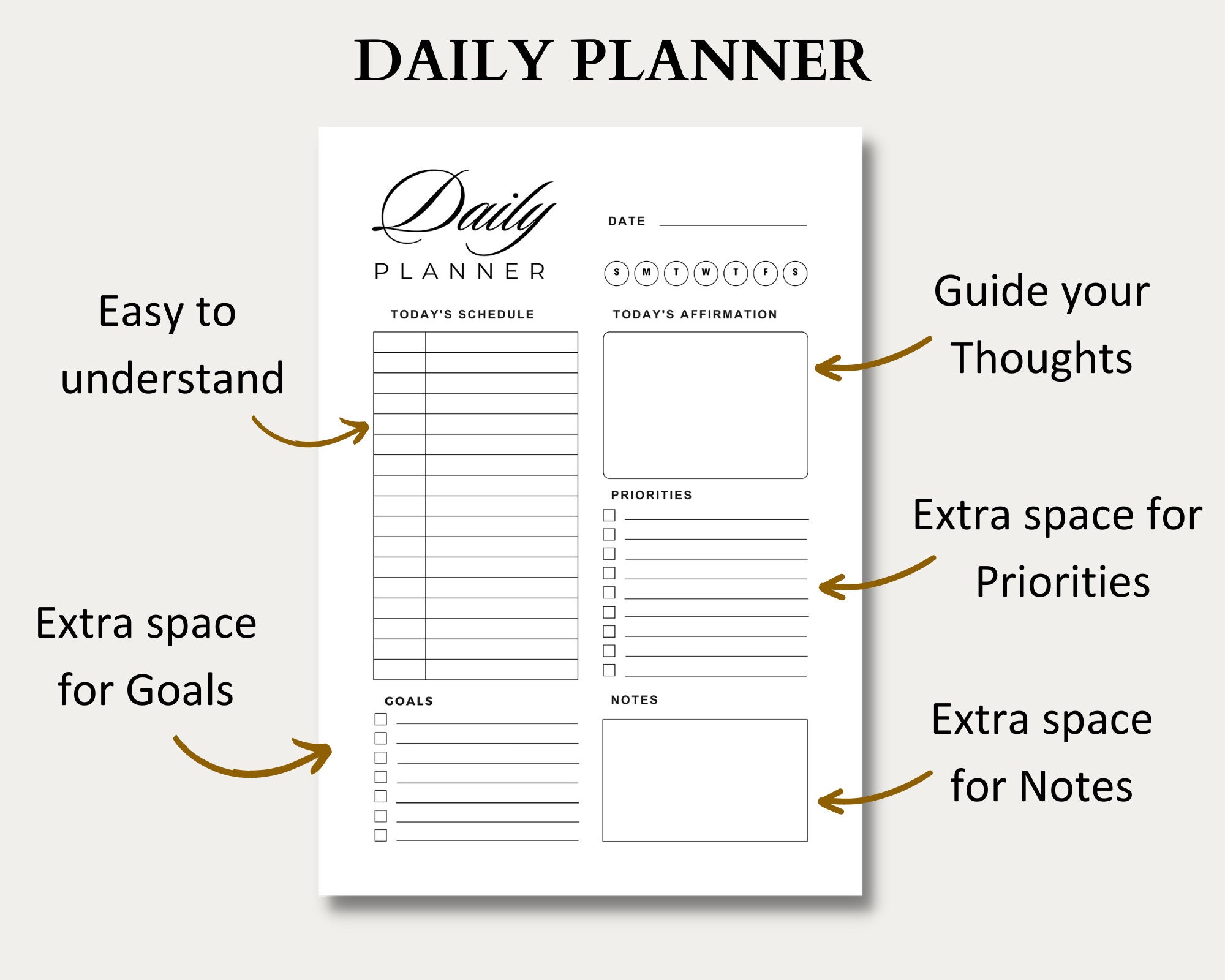 Daily Planner Printable PDF - Etsy