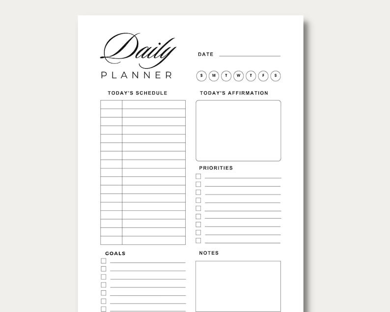 Daily Planner Printable PDF - Etsy