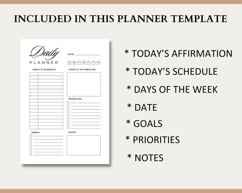 Daily Planner Printable PDF - Etsy