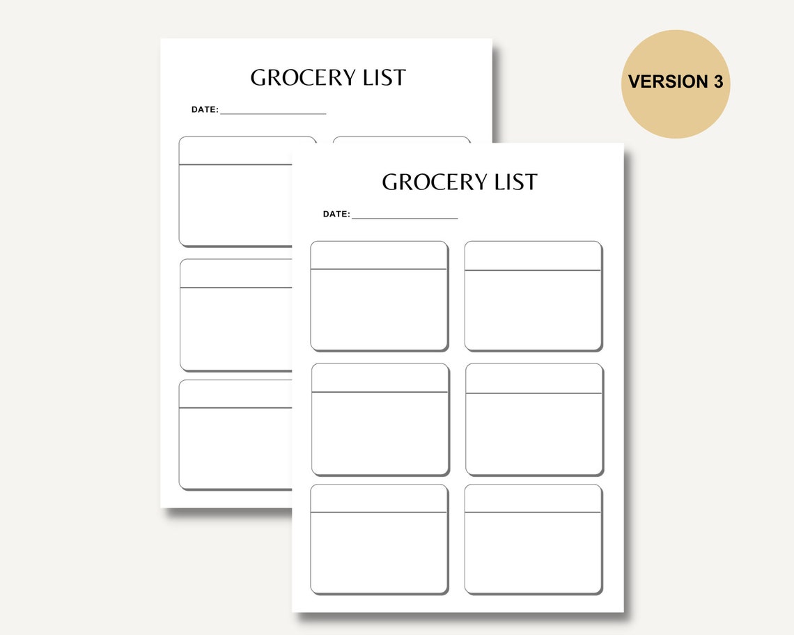 Grocery List Printable Template Grocery Planner Template - Etsy