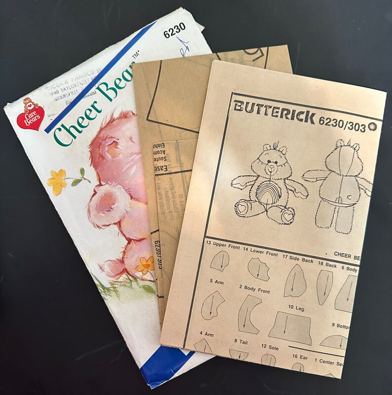 RARE Cheer Bear, Butterick 6230, Uncut, Vintage Stuffed Animal ...