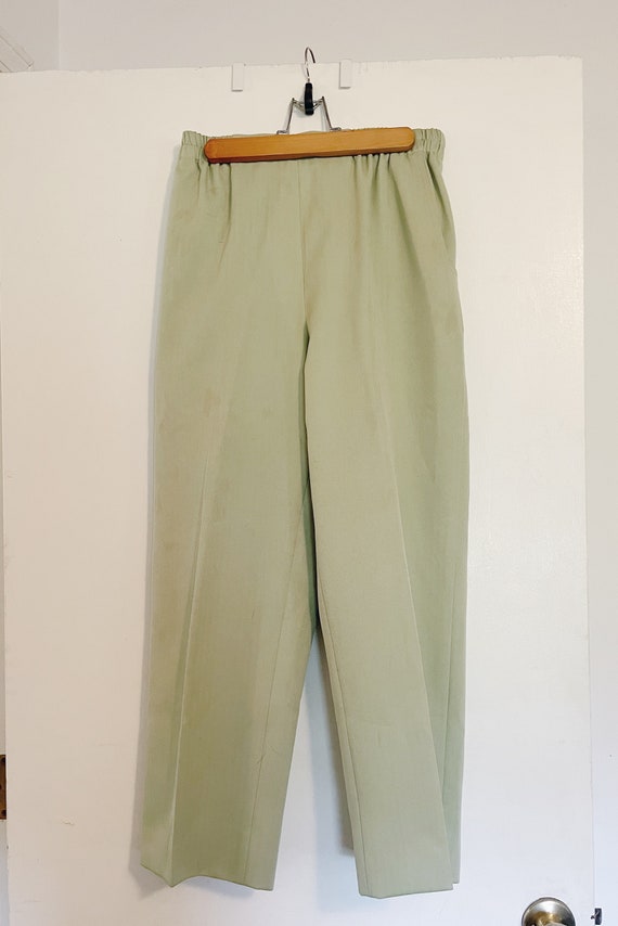 Vintage 1980s Sage Green Cotton Denim Elastic Waist T… - Gem