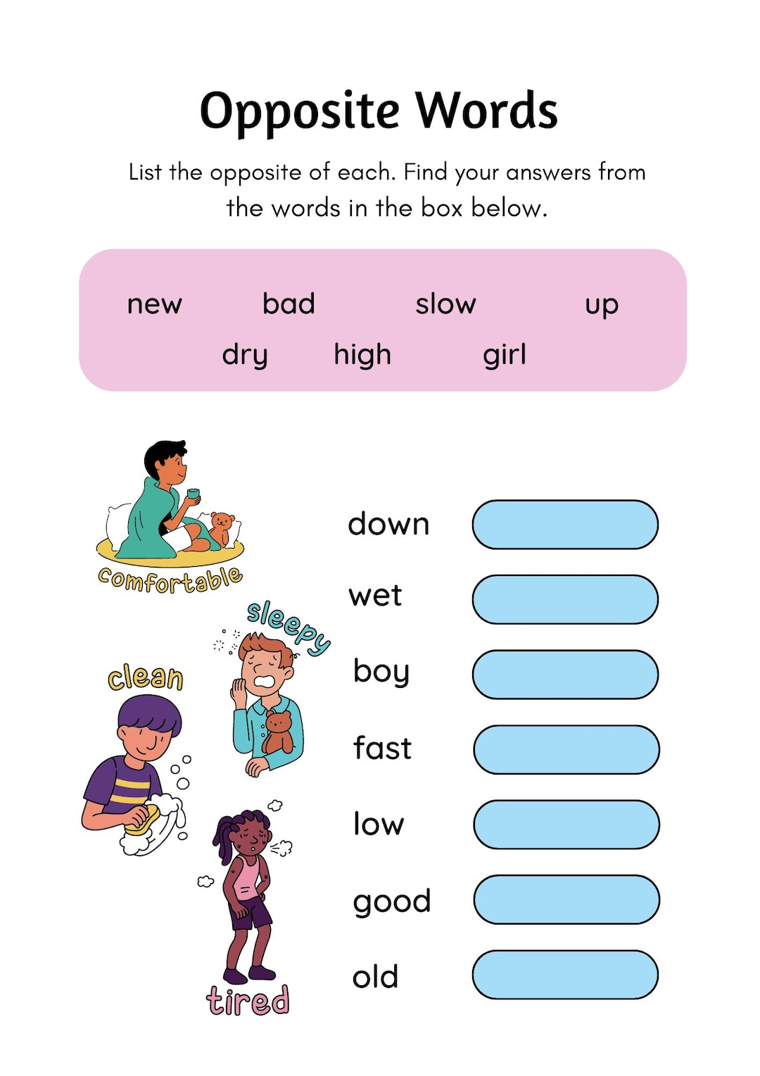 Opposites Worksheet Bundle for Kids | Fun ESL & Early Learning ...