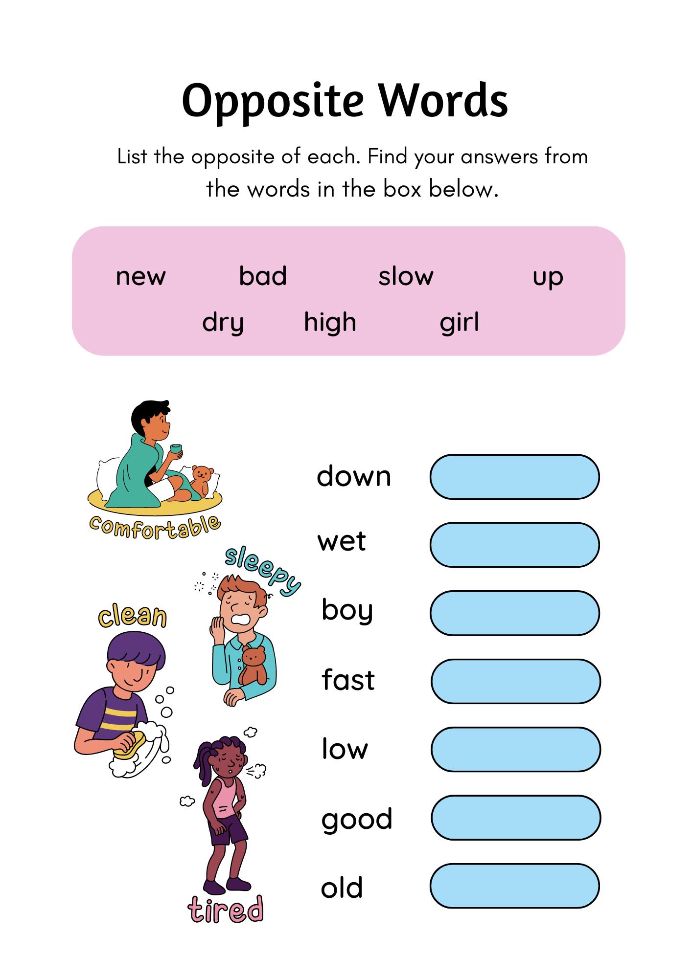 Opposites Worksheet Bundle for Kids | Fun ESL & Early Learning ...