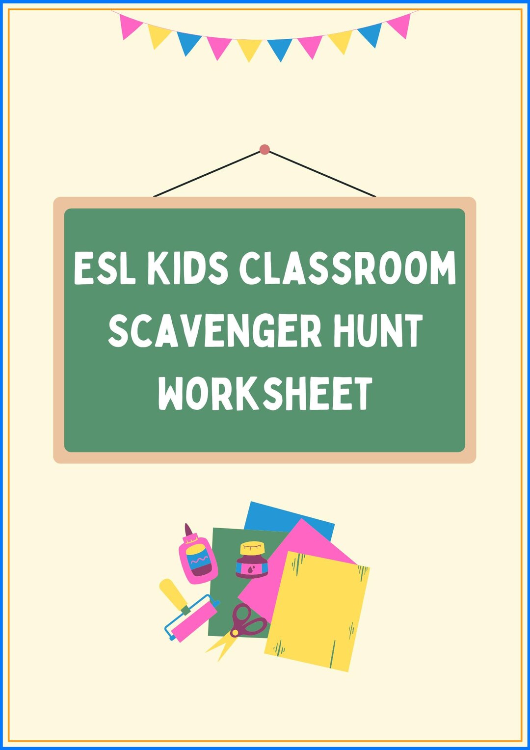ESL Kids Classroom Scavenger Hunt Worksheet - Etsy
