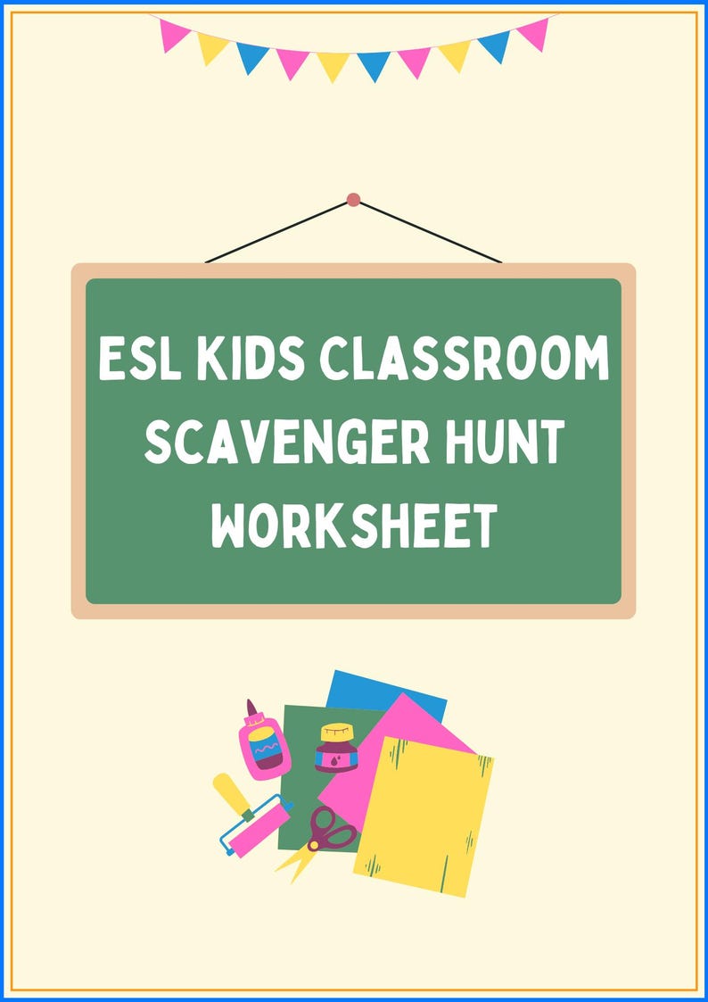 ESL Kids Classroom Scavenger Hunt Worksheet - Etsy