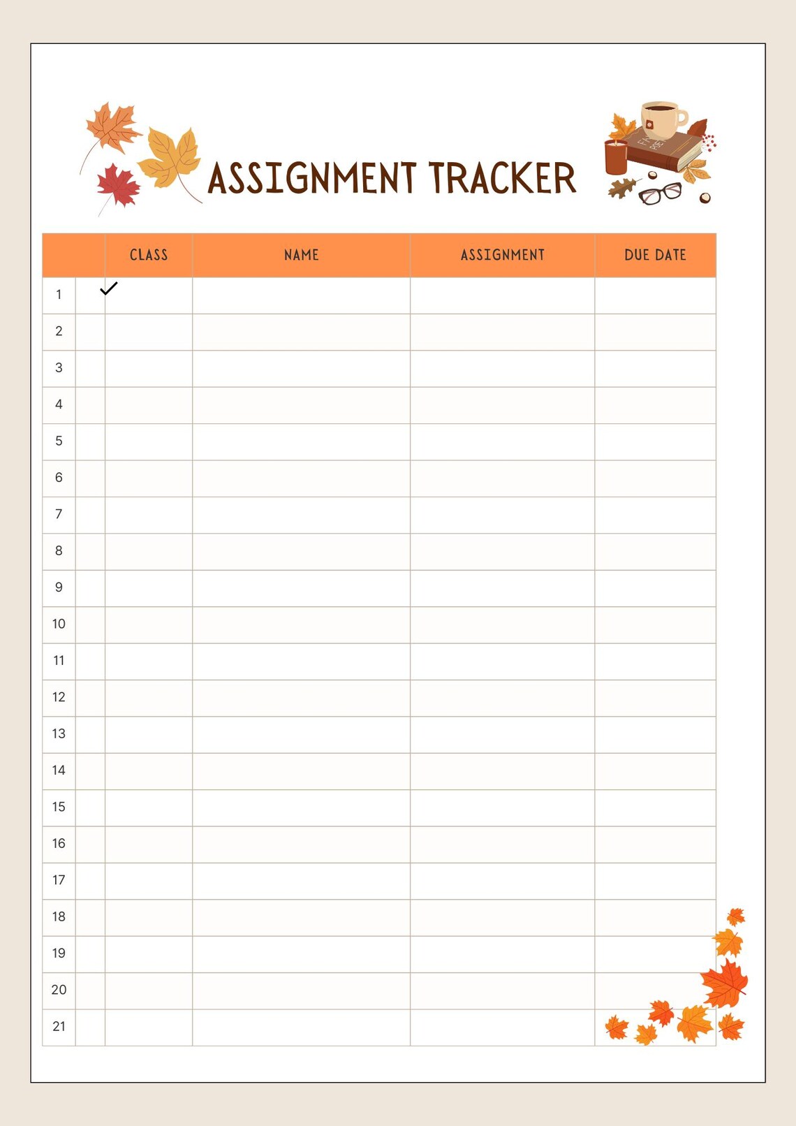 Fall Assignment Tracker for Teachers | Autumn-themed Planner ...