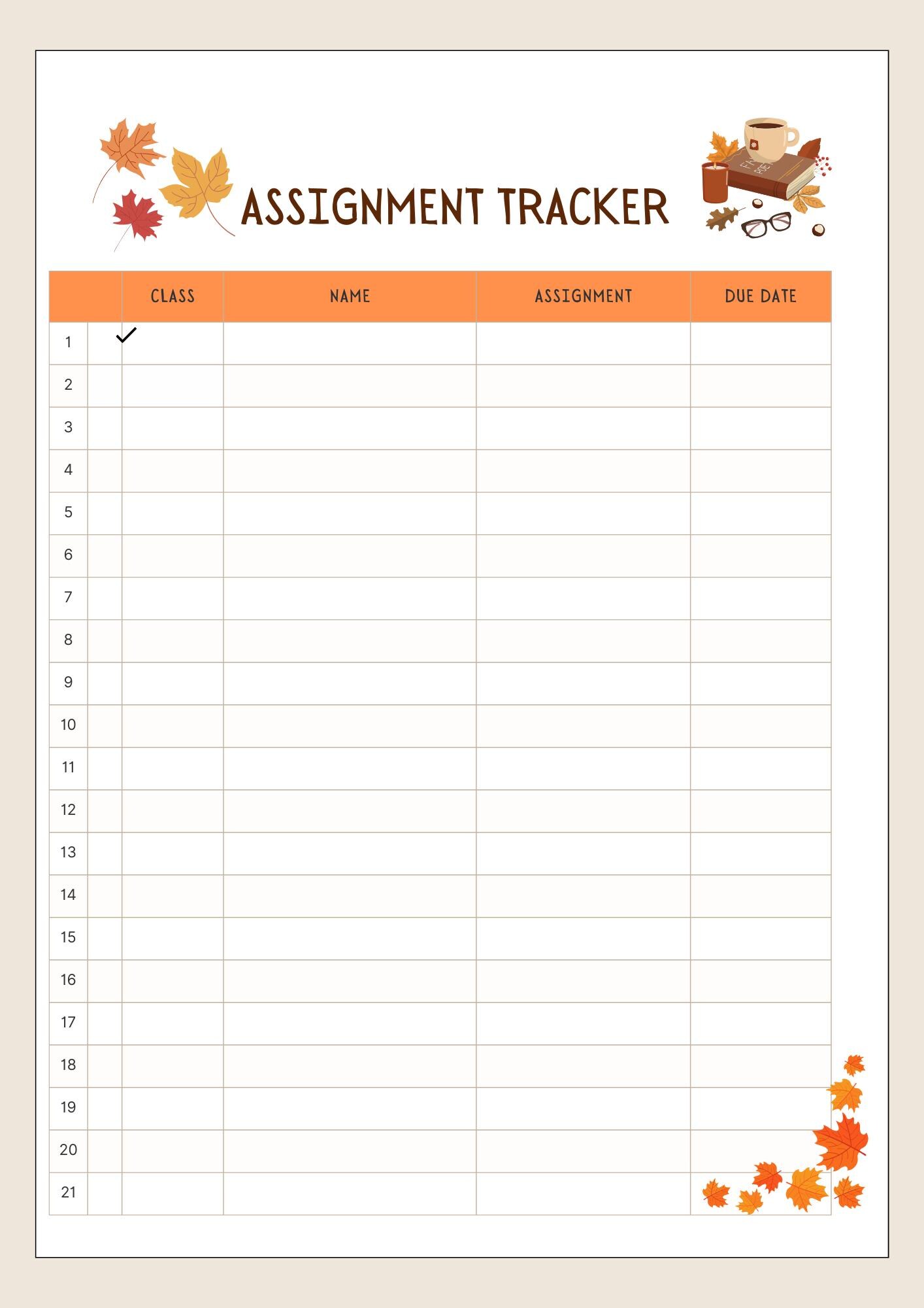 Fall Assignment Tracker for Teachers | Autumn-themed Planner ...