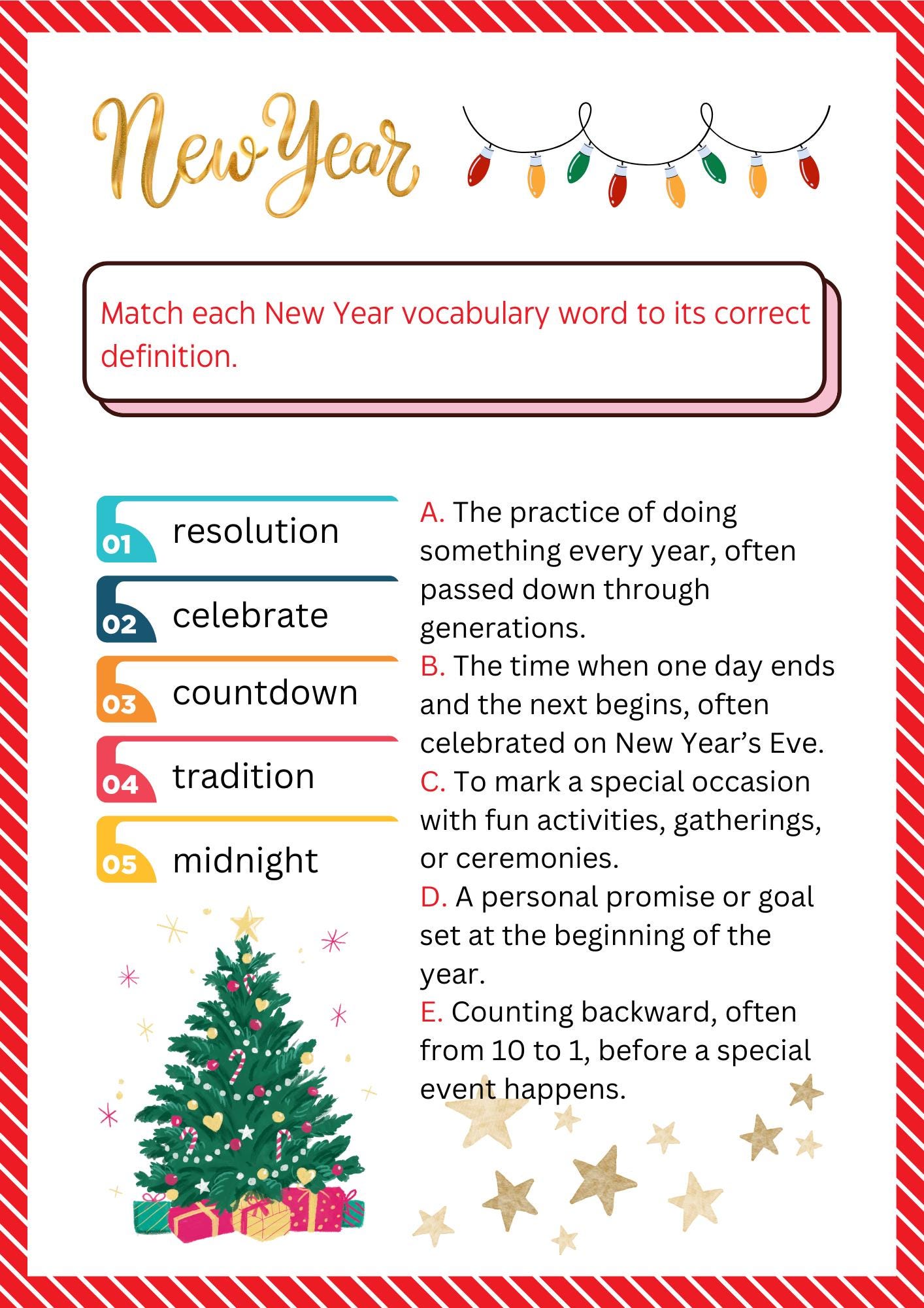 New Year Vocabulary Worksheets – Fun and Engaging Activities for the ...