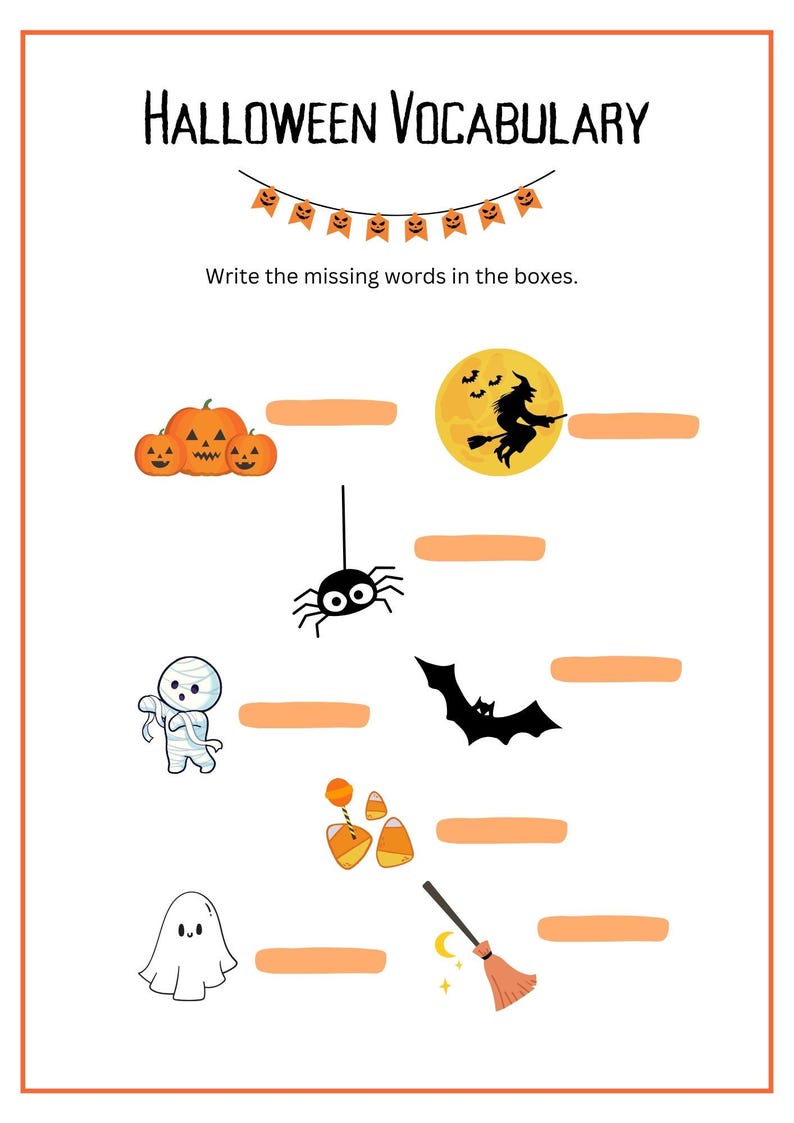 Kids Halloween Vocabulary Worksheets | Fun ESL Learning for Young ...