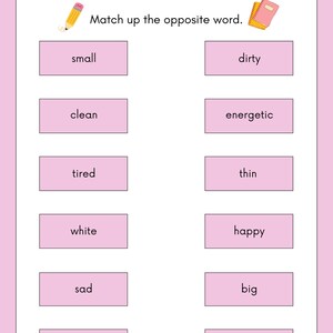Opposites Worksheet Bundle for Kids | Fun ESL & Early Learning ...