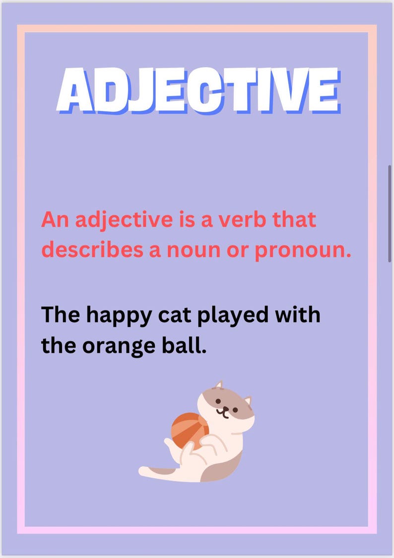 Parts of Speech Poster Set for English Classrooms - Etsy