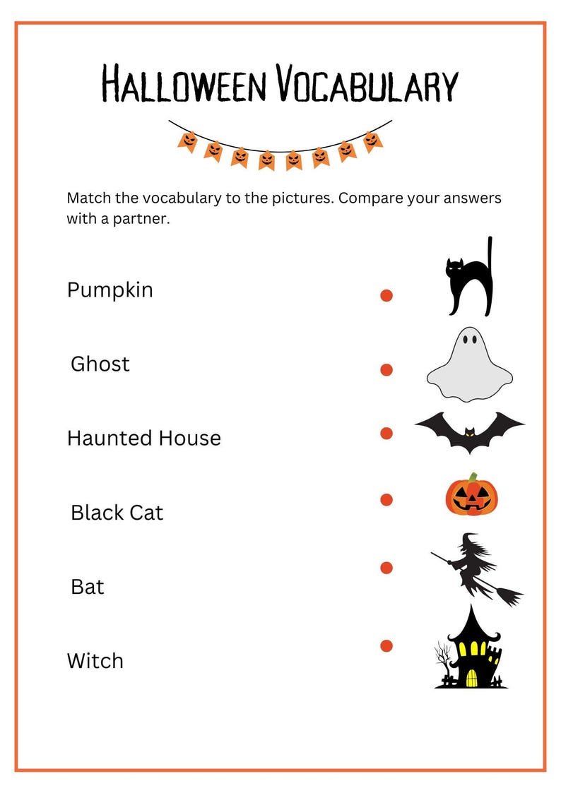 Kids Halloween Vocabulary Worksheets | Fun ESL Learning for Young ...