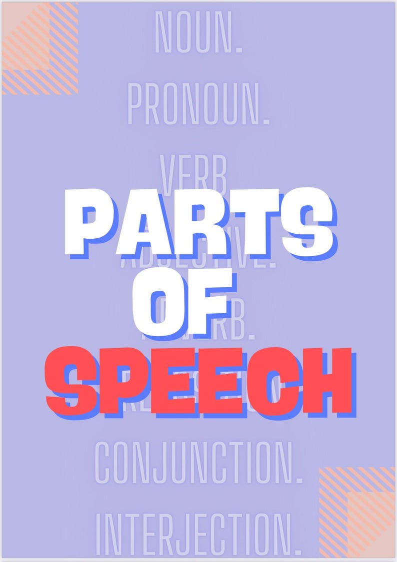 Parts of Speech Poster Set for English Classrooms - Etsy