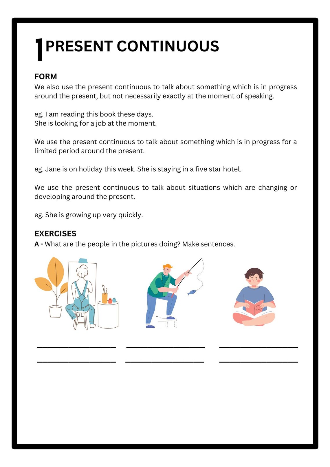 Engaging Present Continuous Tense Worksheets & Cards | ESL Teaching ...
