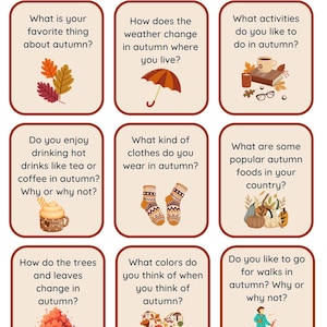 Autumn Talk for a Minute Cards - Etsy