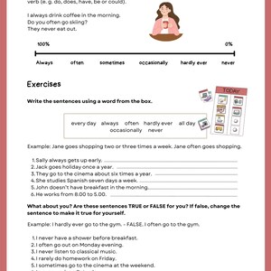 Adverbs of Frequency - Engaging ESL Worksheet for English Learners - Etsy