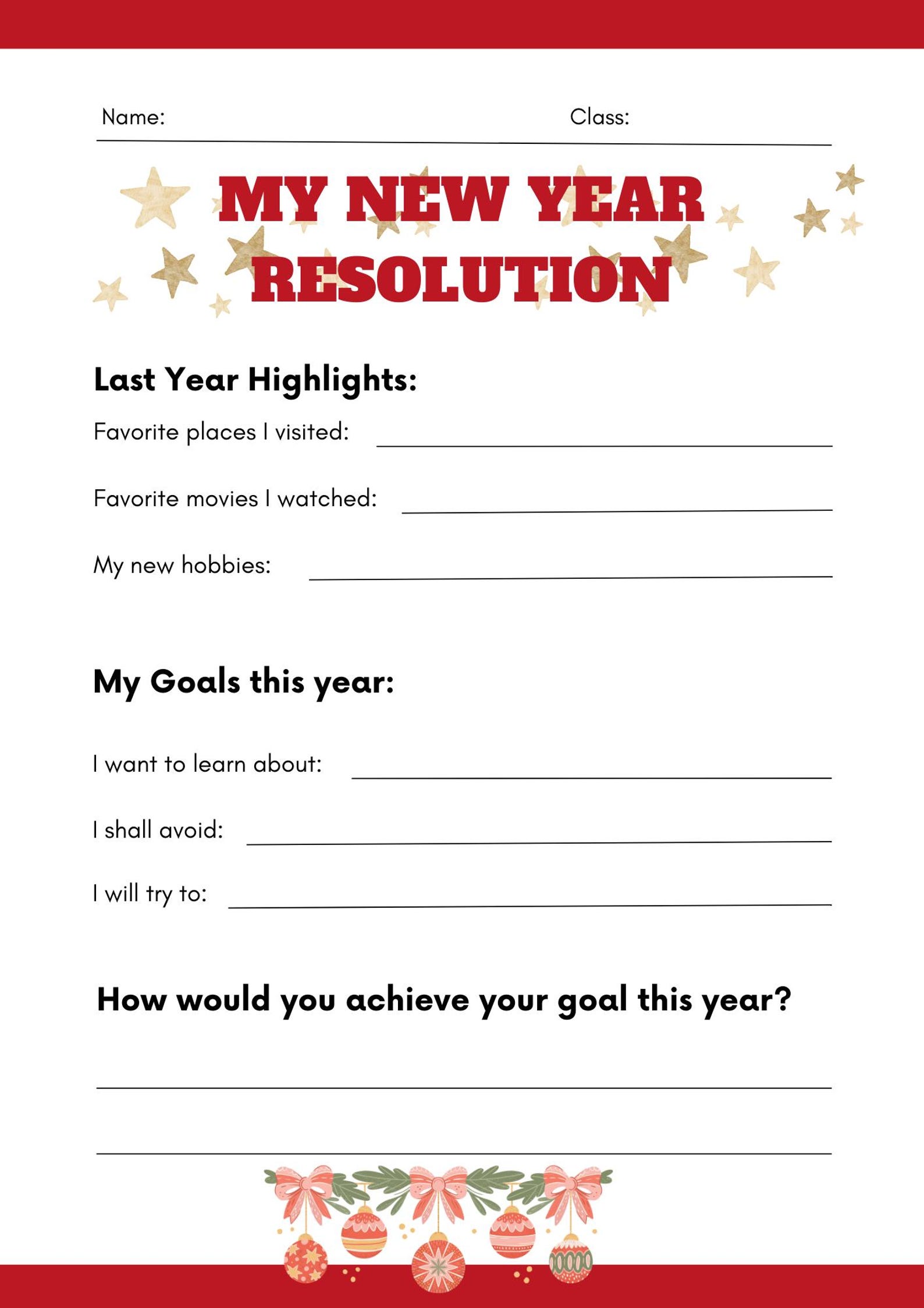 New Year Resolutions Worksheets | Goal Setting for a Fresh Start - Etsy