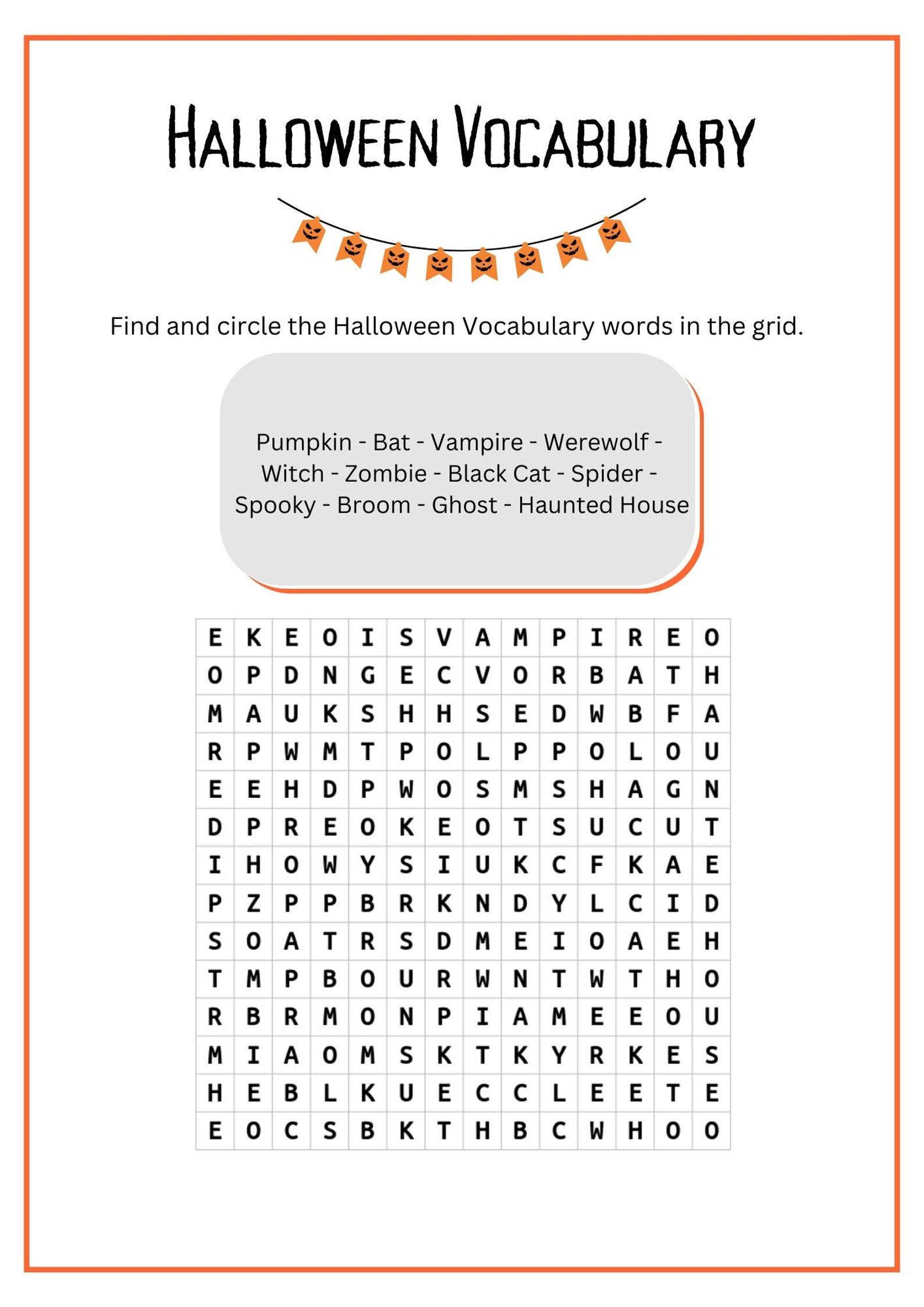 Kids Halloween Vocabulary Worksheets | Fun ESL Learning for Young ...