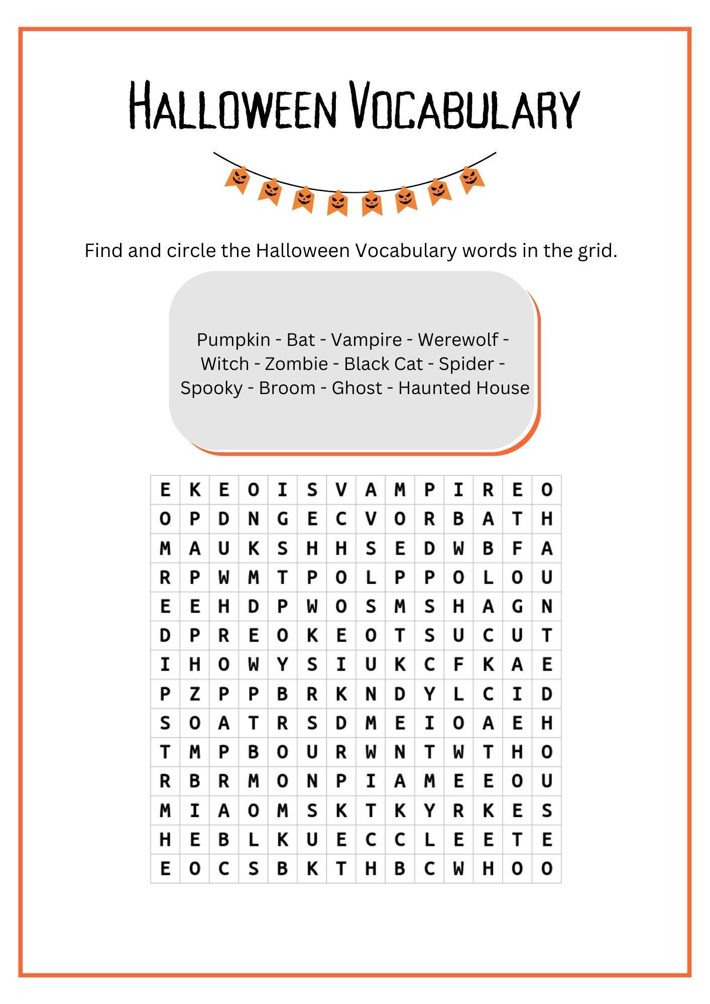 Kids Halloween Vocabulary Worksheets | Fun ESL Learning for Young ...
