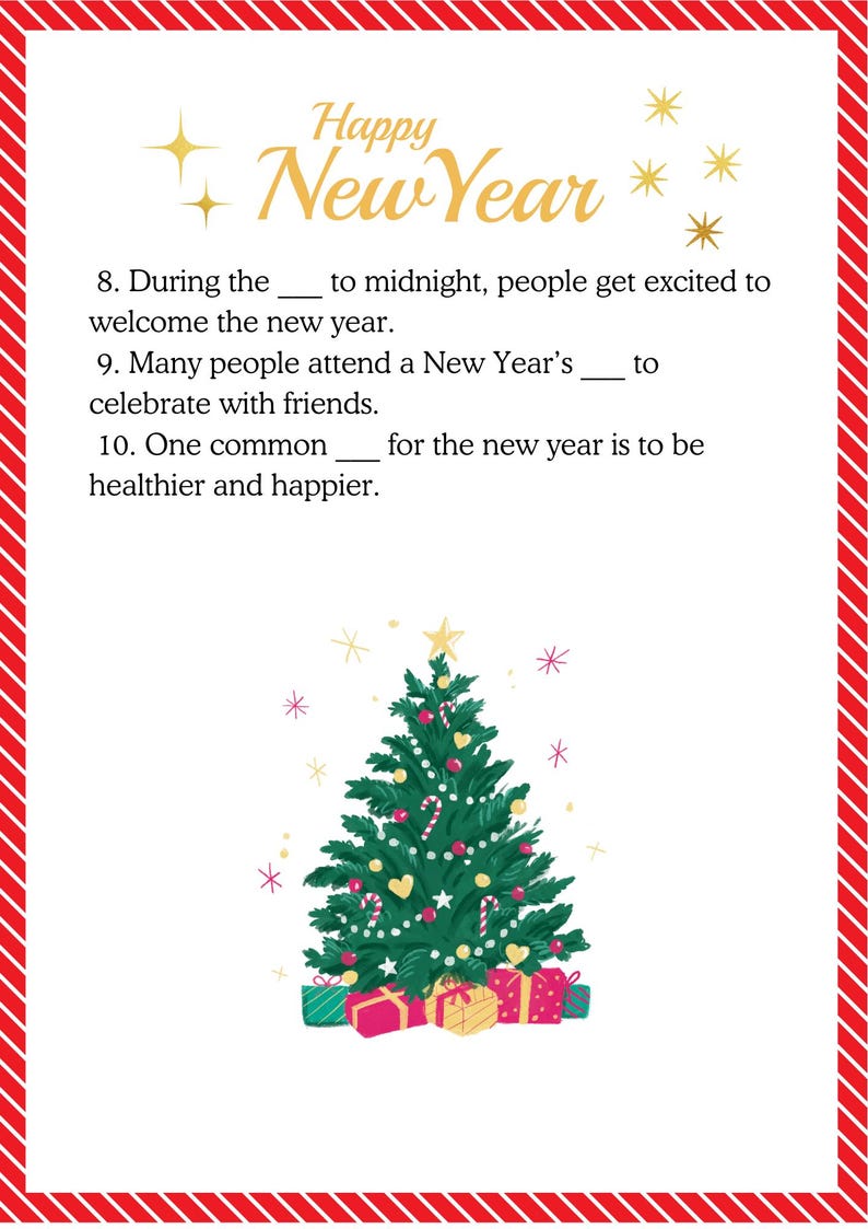 New Year Vocabulary and Reflection Worksheet – Fun and Engaging ...