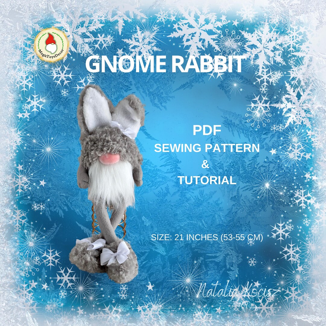 Tutorial PDF Gnome Rabbit PDF Sewing Pattern DIY Handmade Step by Step ...
