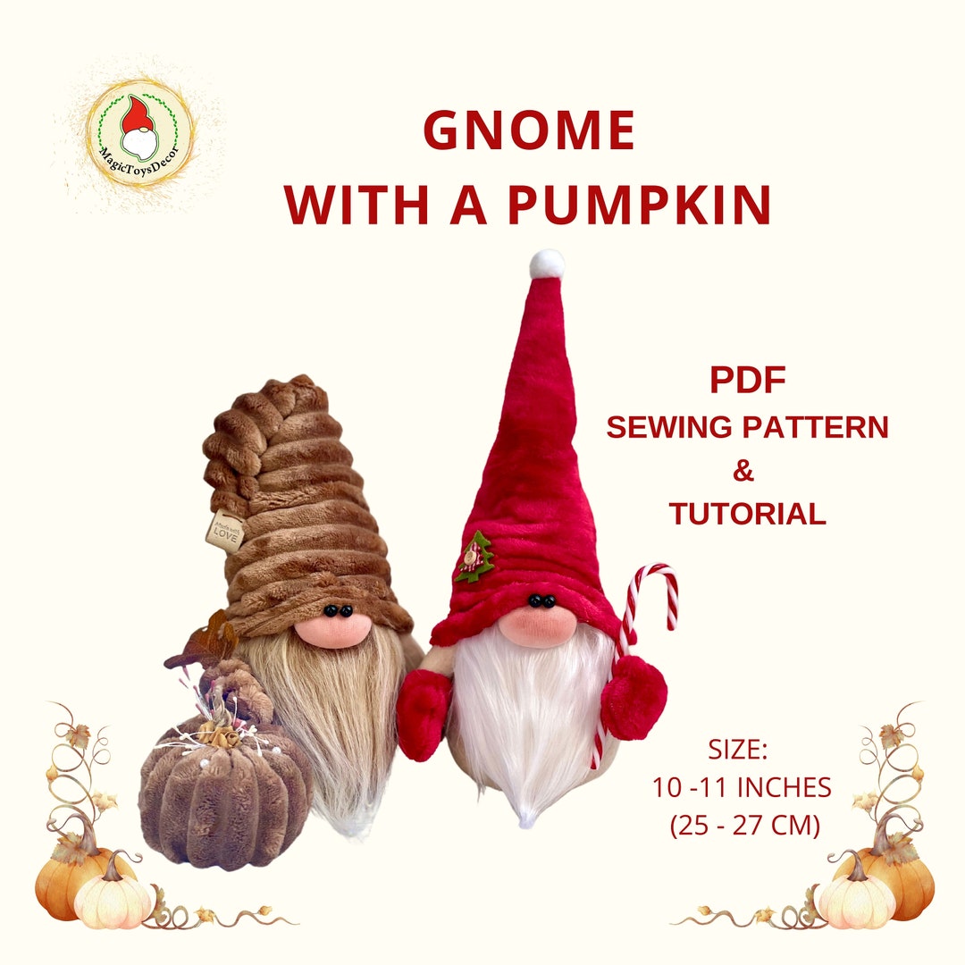Gnome With Pumpkin PDF Sewing Pattern, DIY Handmade, Step by Step Photo ...