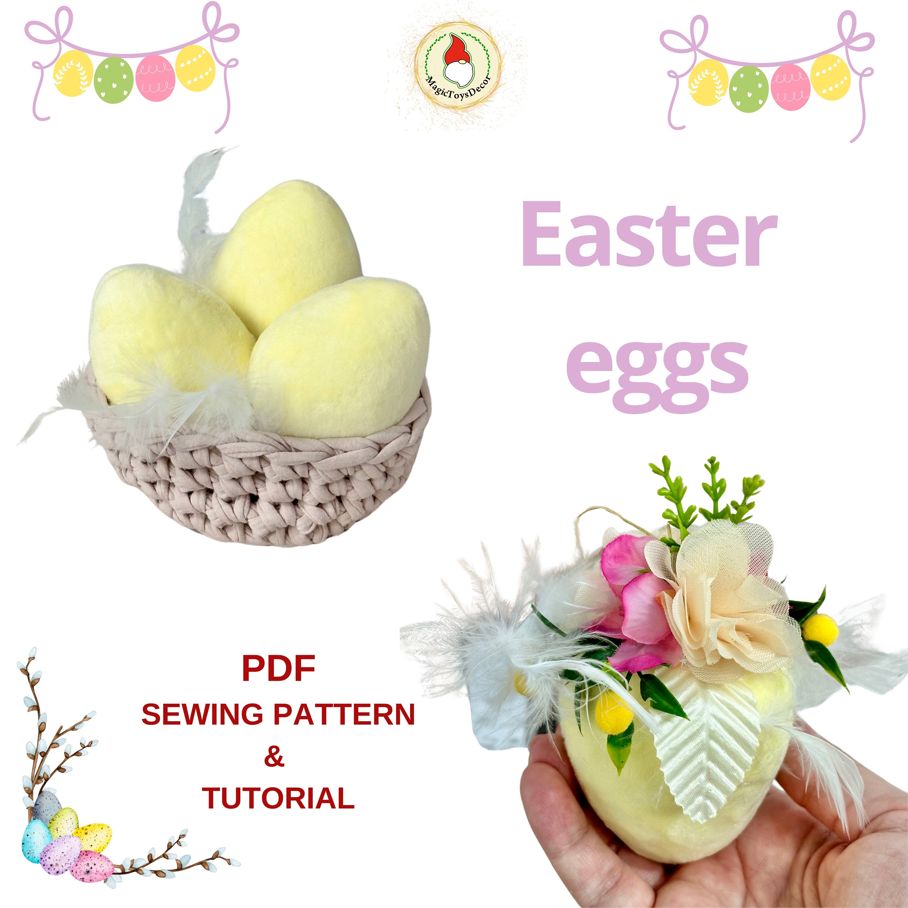 Simple Easter Eggs, PDF Sewing Pattern, DIY Handmade - Step by Step ...