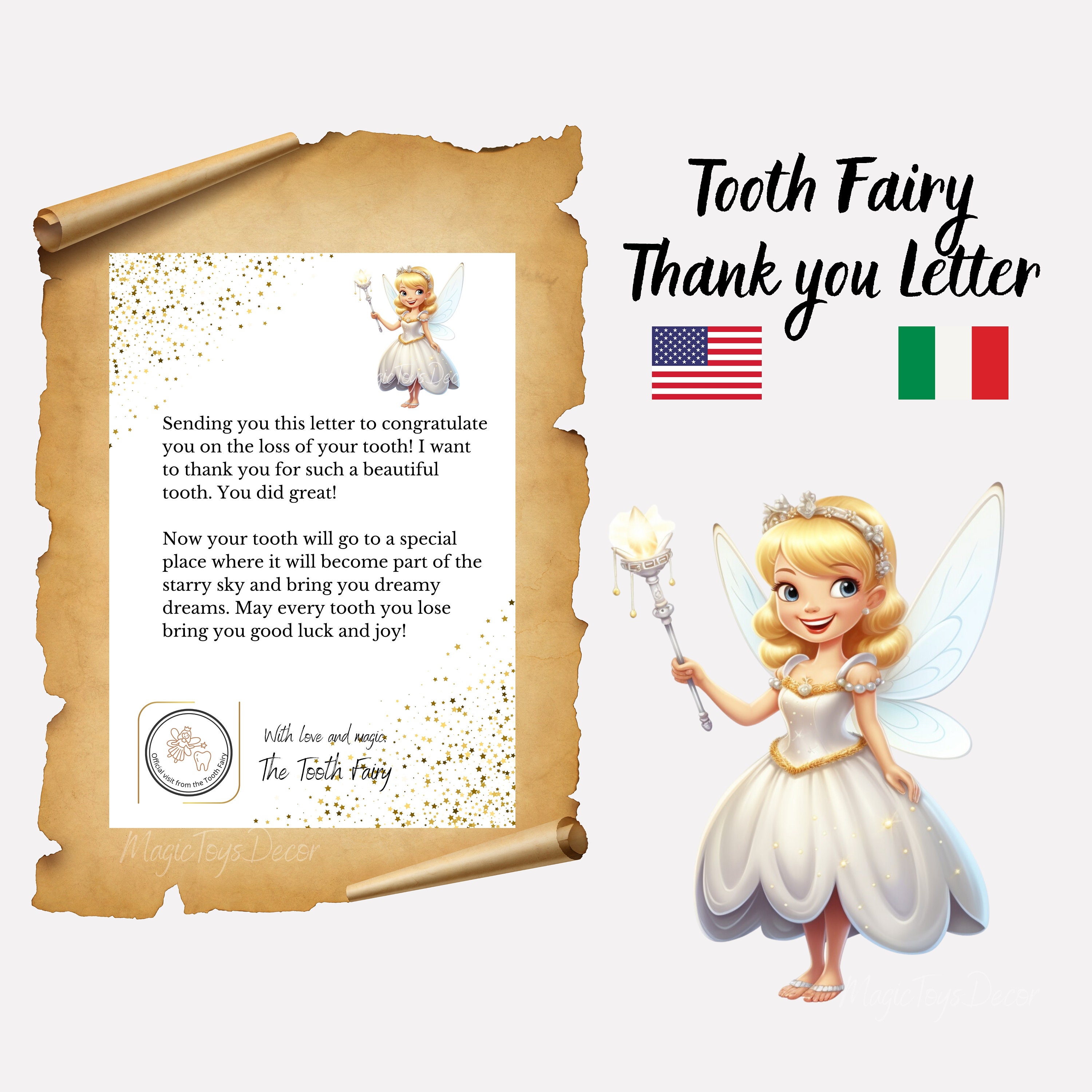 Tooth Fairy Letter Printable, Tooth Fairy Gift, Tooth Fairy Note, Magic ...
