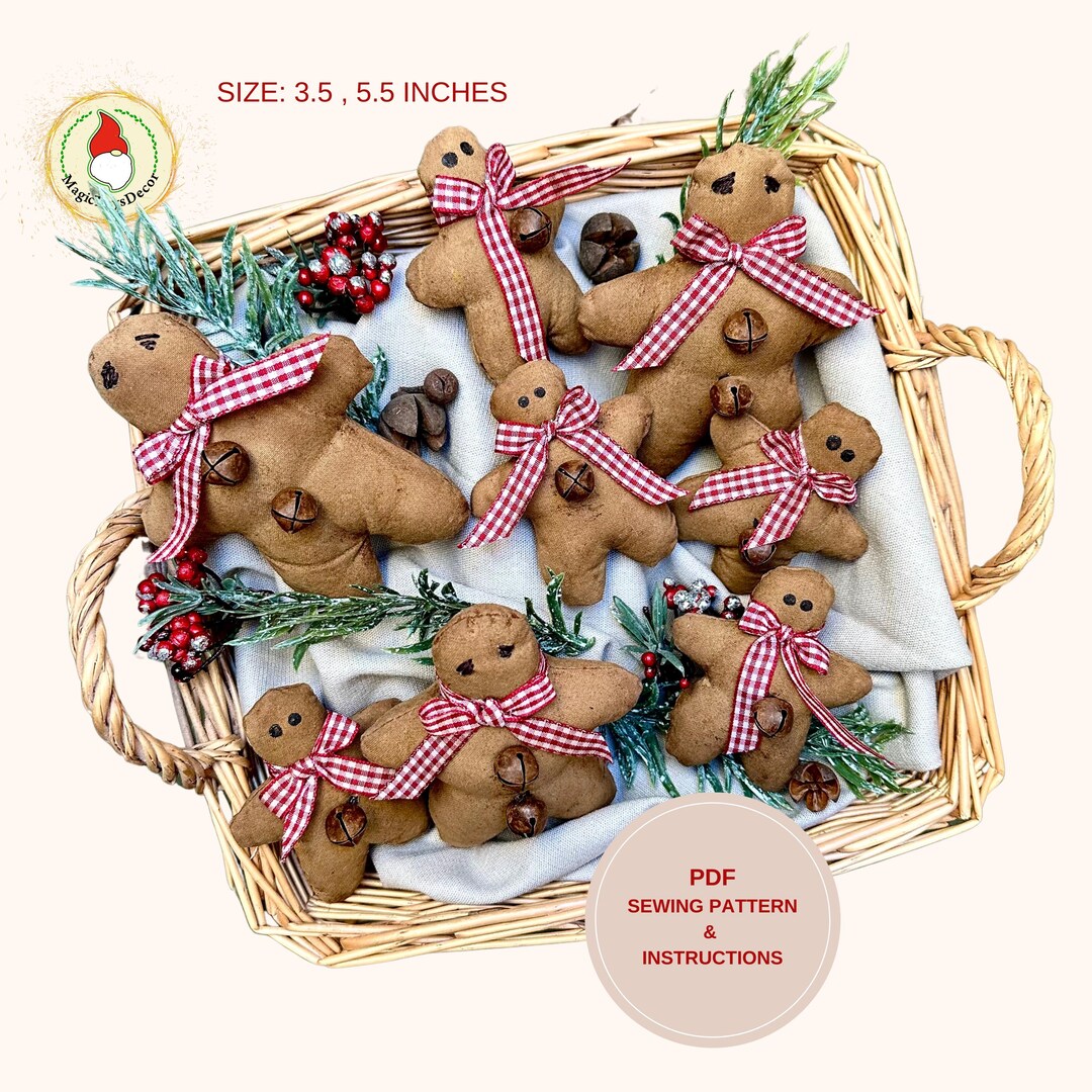 Primitive Gingerbread Men Sewing Pattern PDF, Filling Bowls or Sitting ...