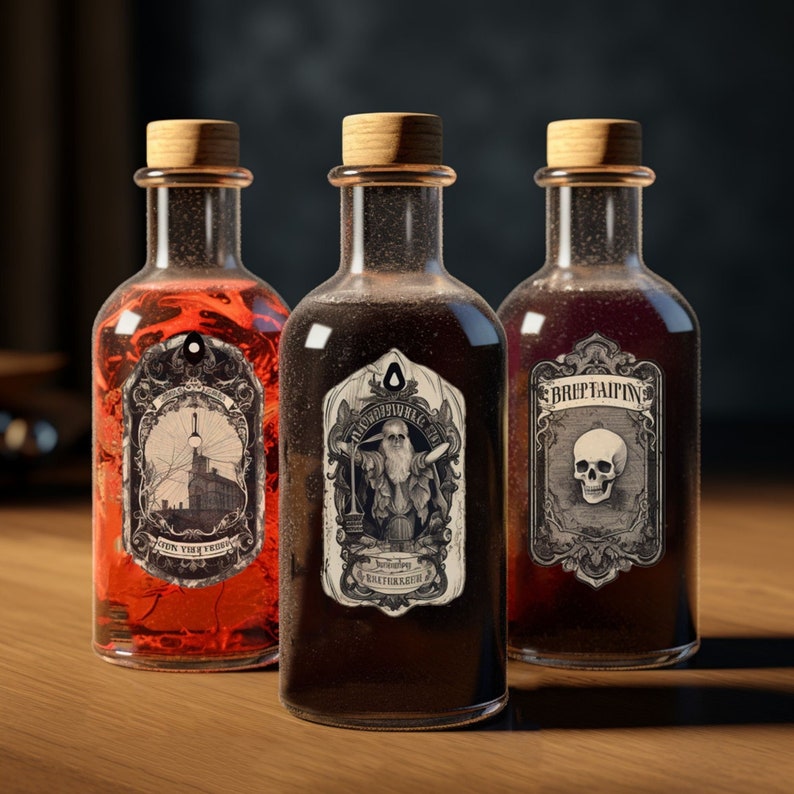 12 Printable Potion Bottle Labels, Apothecary Labels, Bottleful Fussy ...