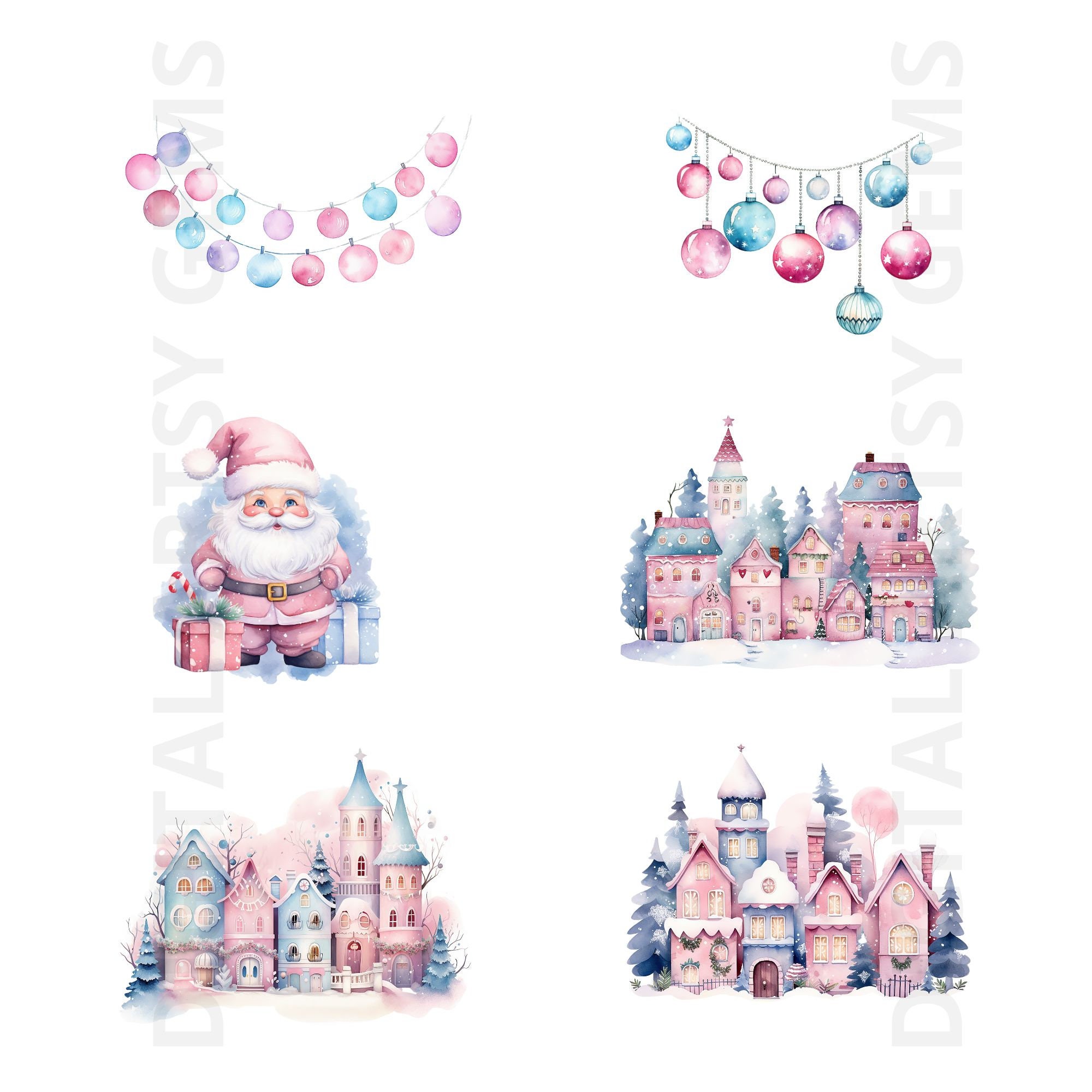 Cute Christmas Pastel Clipart Bundle, Pastell, Xmas Clipart, Christmas ...