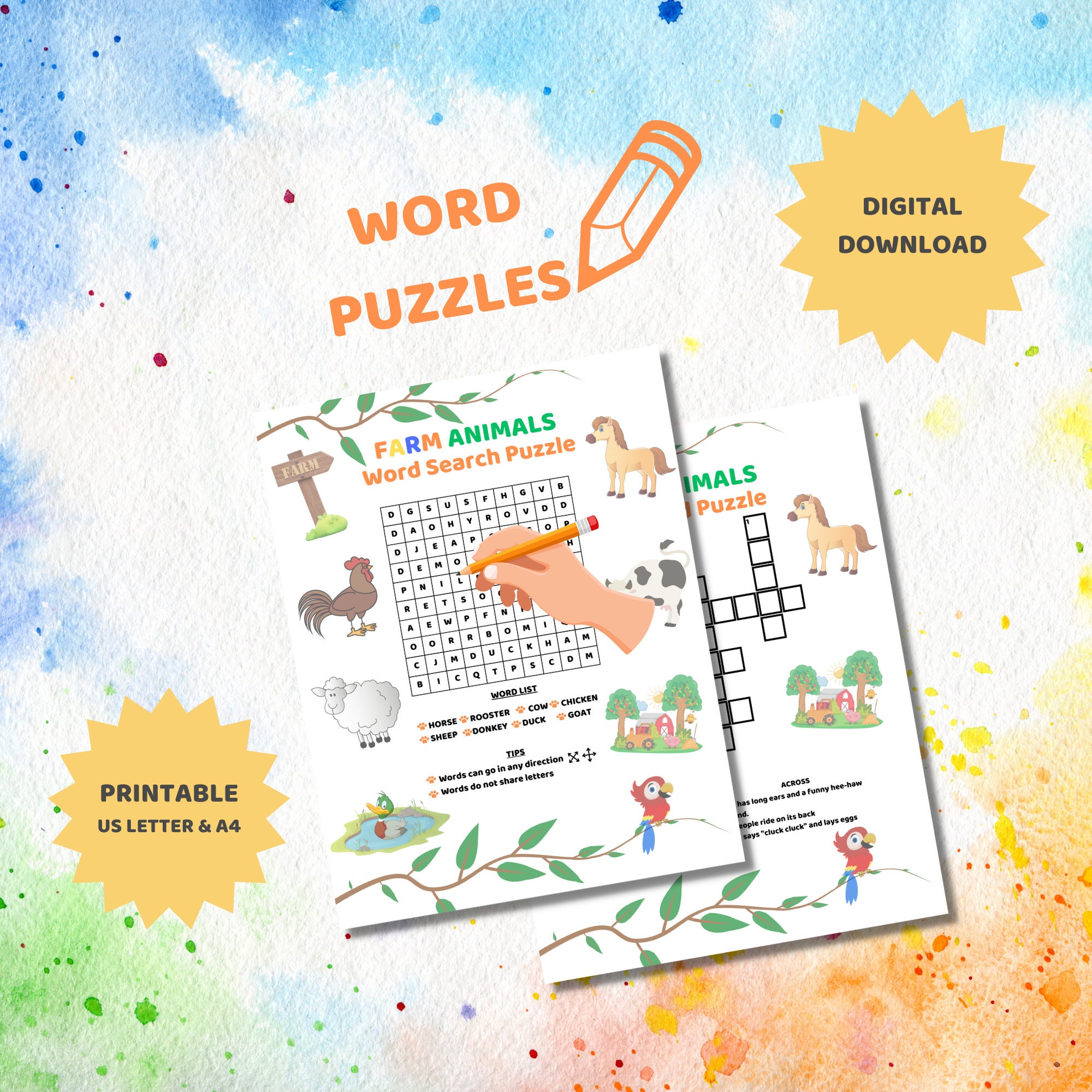 Word Search and Criss-cross Puzzle for Kids, Fun Word Search and Criss ...