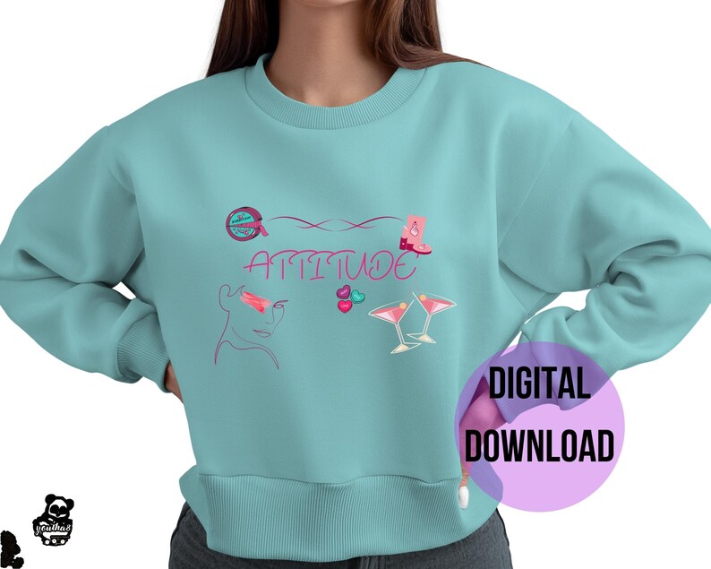 ATTITUDE Print/kiss-love-hugs Print/bubblegum Print/sweatshirt - Etsy