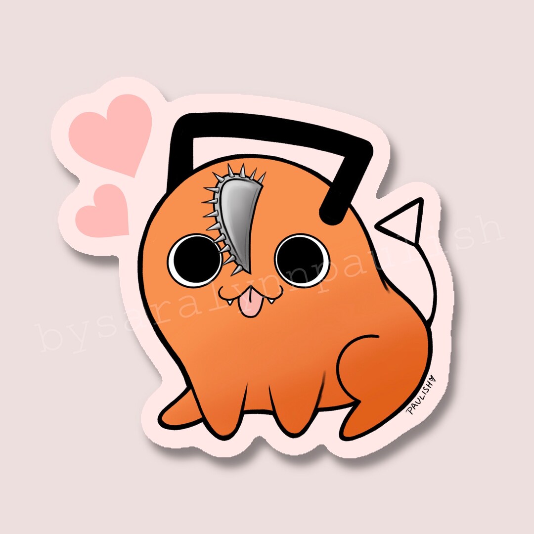 Pochita Hearts Sticker Cute Kawaii Anime Sticker High - Etsy