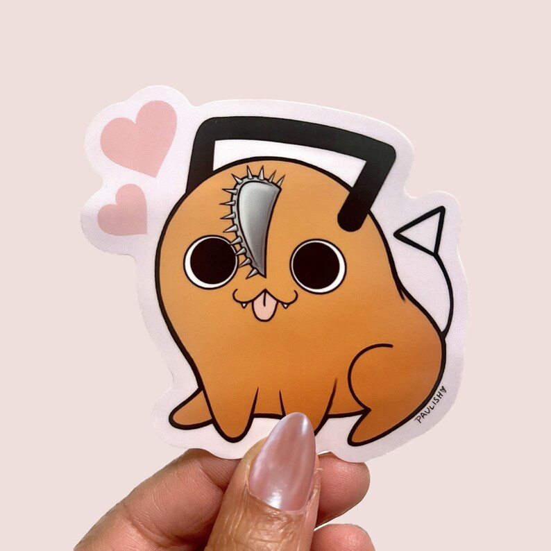 Pochita Hearts Sticker Cute Kawaii Anime Sticker High - Etsy