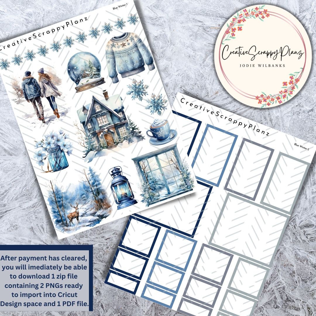 Printable Stickers, Blue Winter, Cricut - Etsy