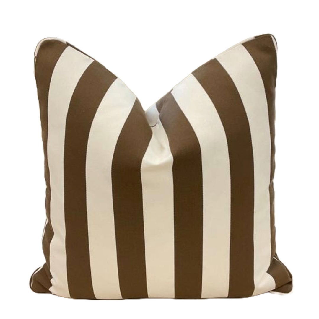 Classic Brown and White Stripes Pillow Cover, Decorative Pillow Cover ...