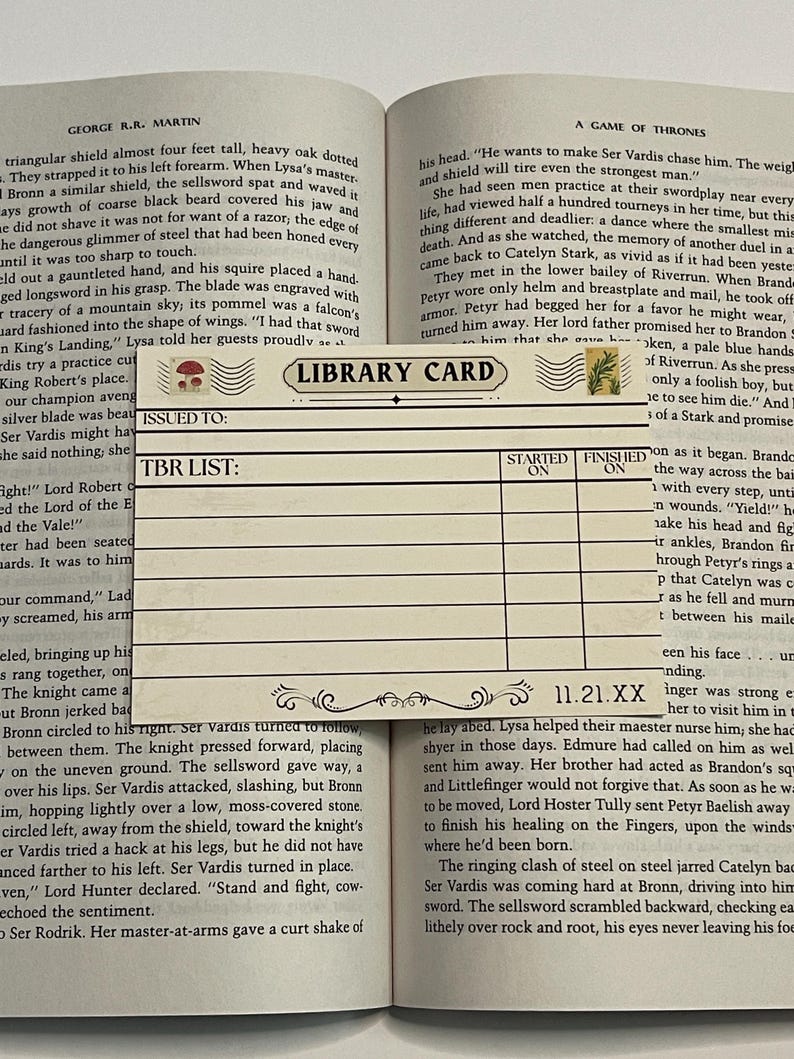 Library Card Bookmark - Etsy
