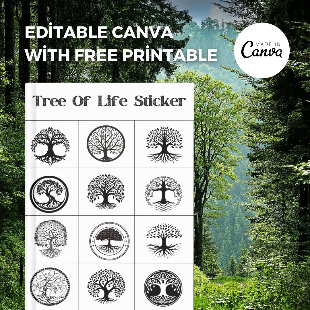 Editable Tree of Life Sticker Template Instant Download - Etsy