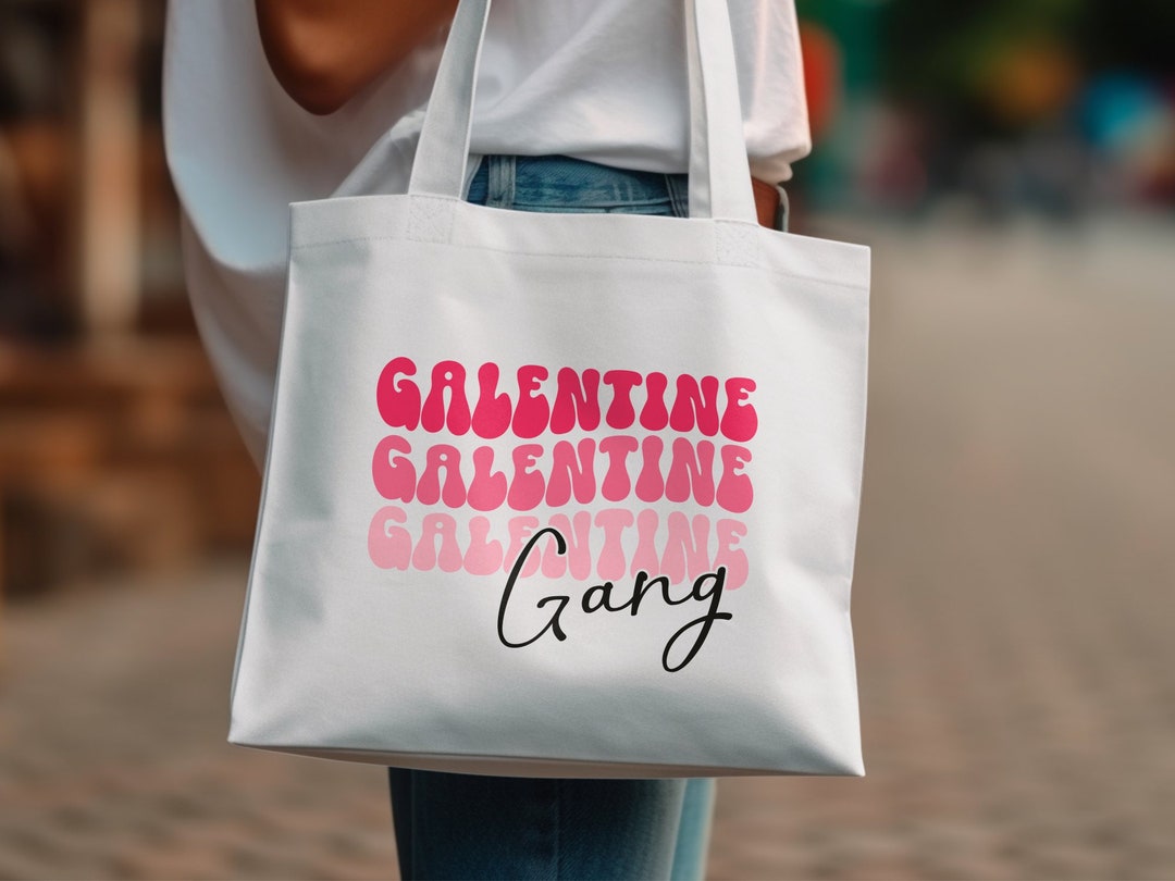Galentine Gang Tote Bag, Pink Bubble Letters, Gal Pal Gift, Feminist ...