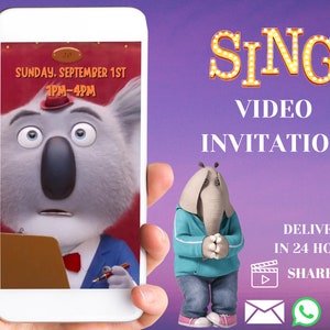 Sing Movie Video Invitation, Sing Birthday Party Video Invitation, Sing ...