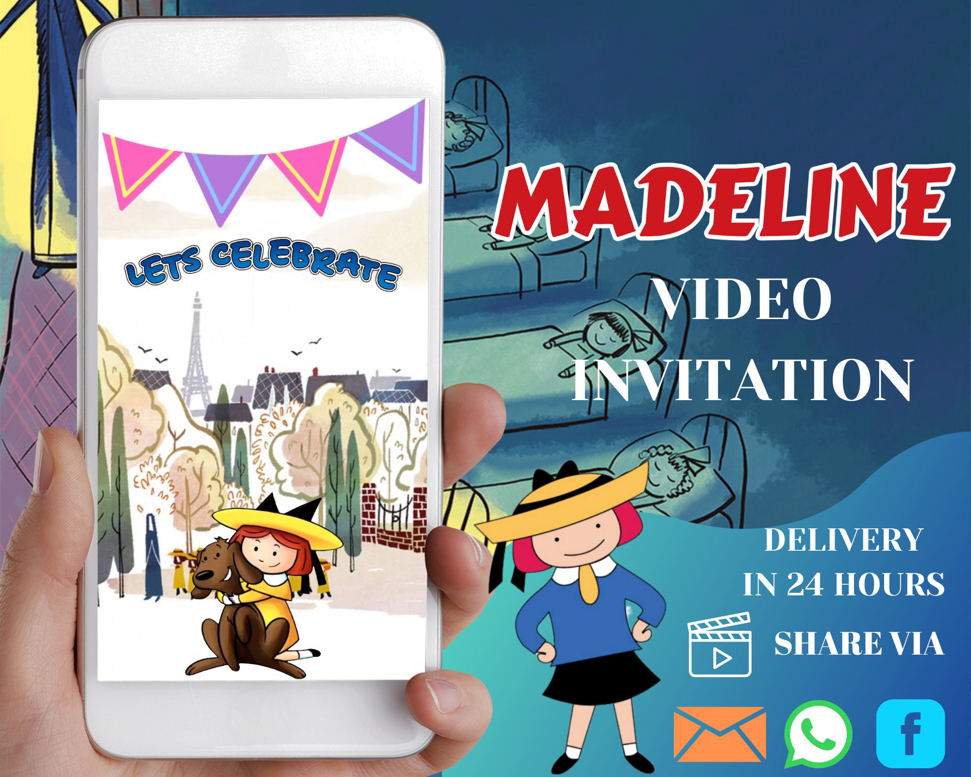 Madeline Birthday Video Invitation, Madeline Video Invitation, Madeline ...